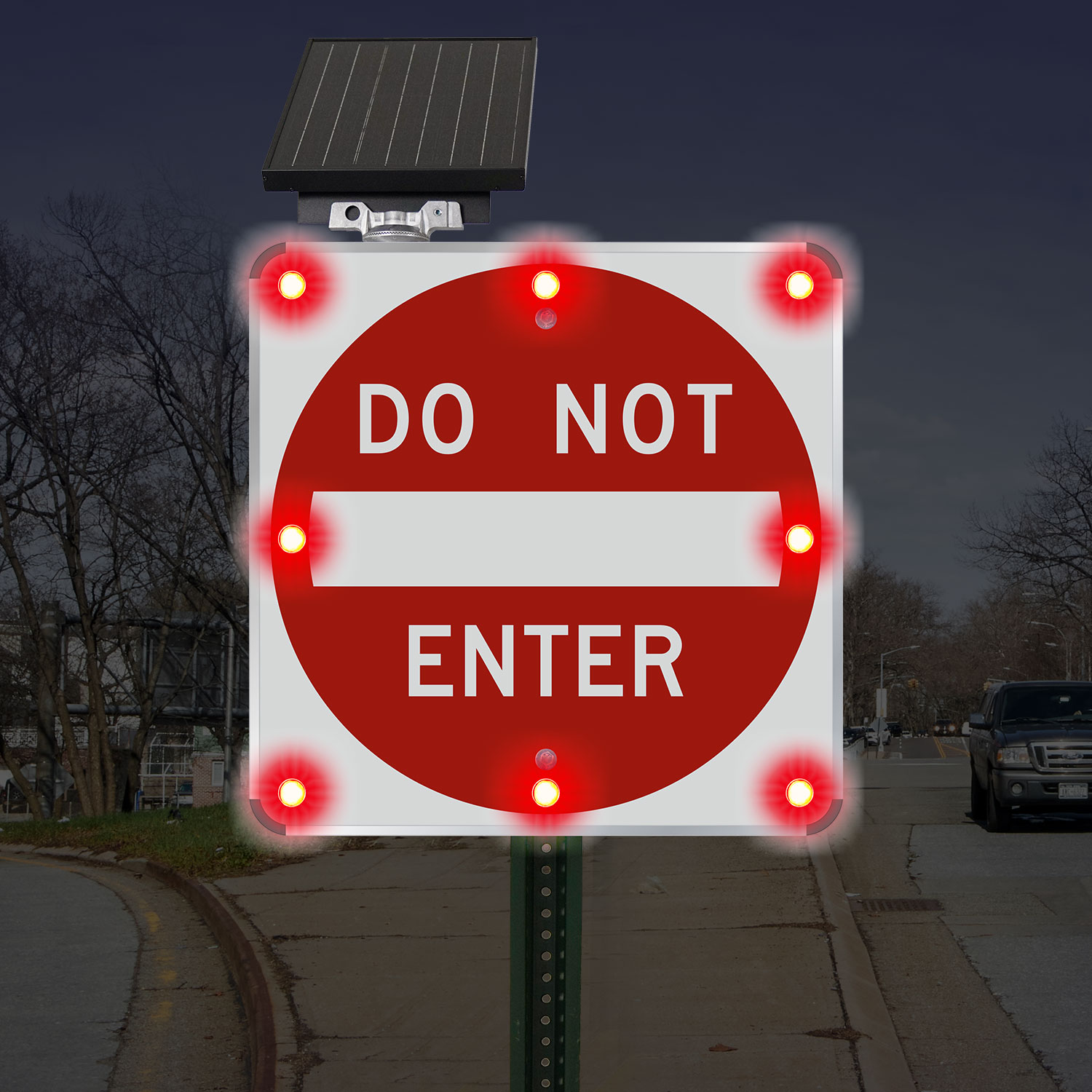 LED Solar Do Not Enter Sign - In Stock, Ships Fast